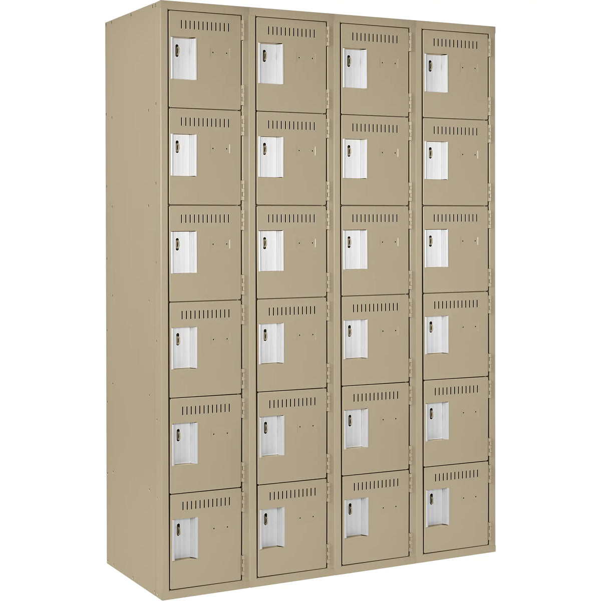 Clean Line™ Lockerette, 6 -tier, Bank of 4, 48" x 18" x 72", Steel, Be ...