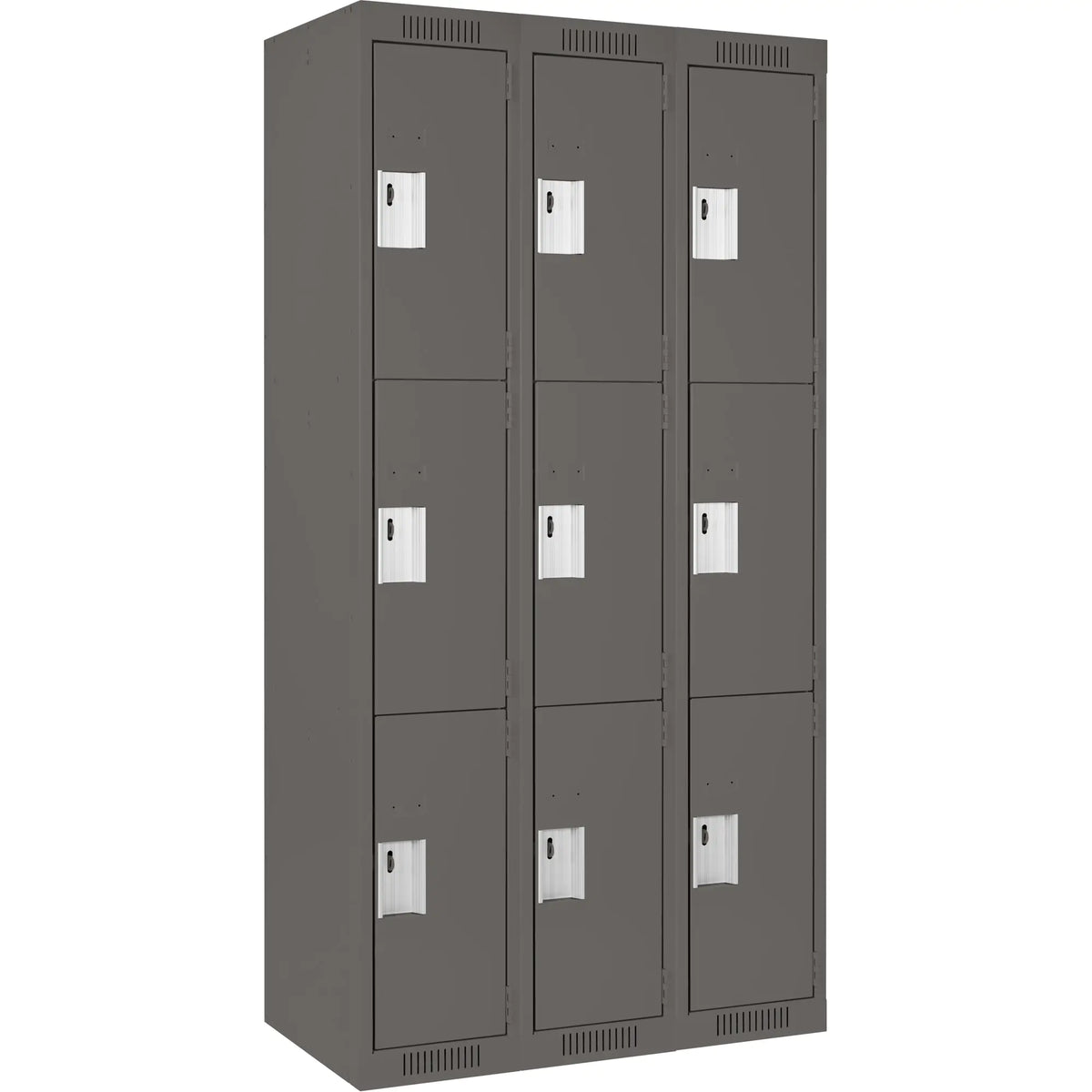Clean Line™ Lockers, 3 -tier, Bank of 3, 36" x 18" x 72", Steel, Charc ...