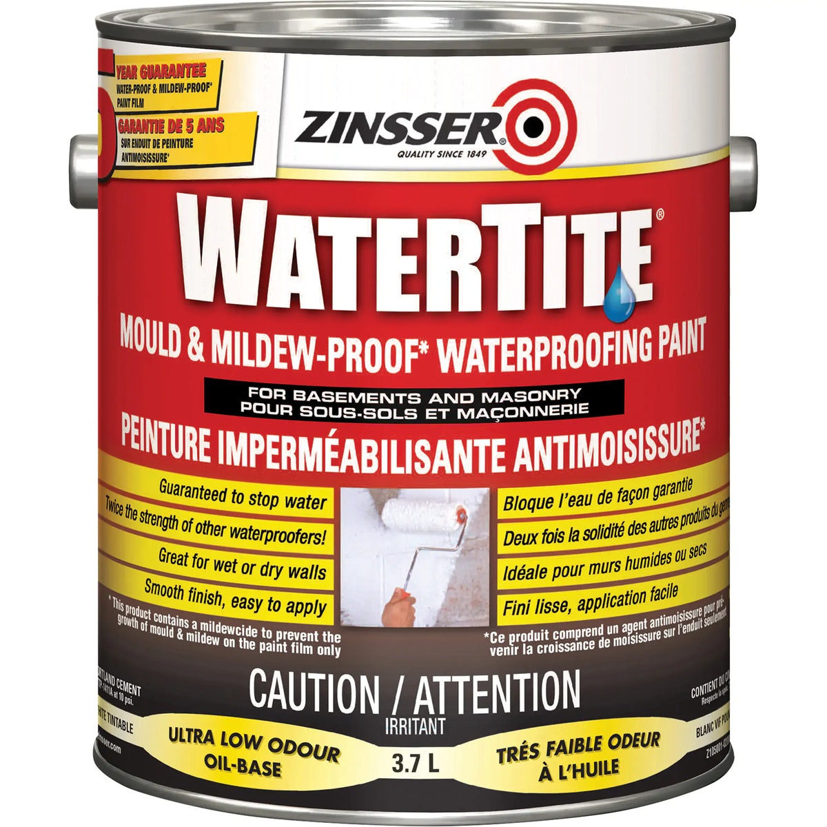 Zinsser® Watertite® Mold & Mildew-Proof™ Waterproofing Paint, White, 3 ...